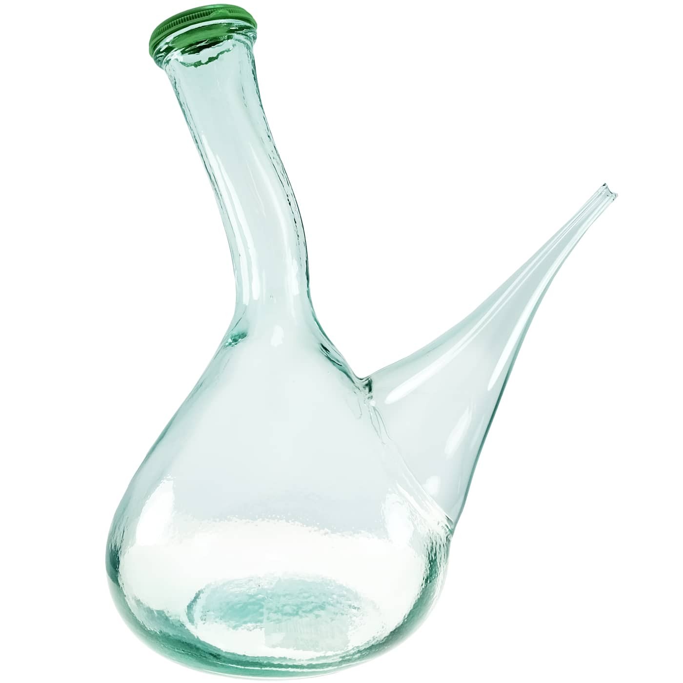 Porrón de cristal antiguo para servir vino con tapa de plástico 750 ml