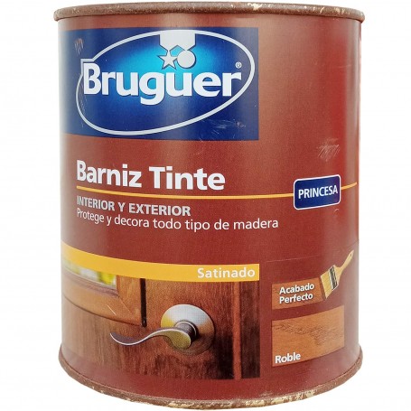 Barniz Tinte Color Roble, Barniz Tinte Bruguer, Envase 750 ml.
